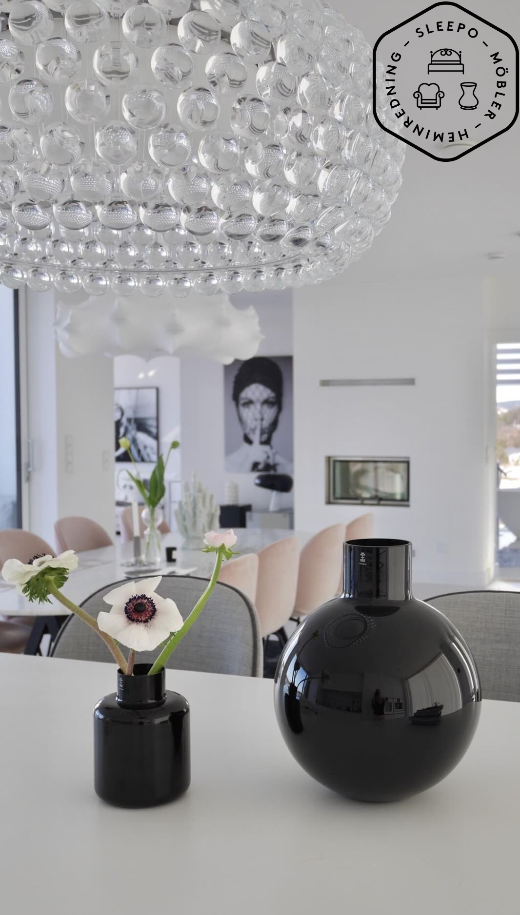 Skruf Pallo Vase Svart 33cm - Sleepo